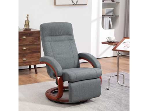 135° Manual Reclining Swivel Chair with Footrest - Grey