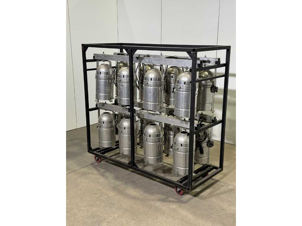 Thomas - PAR 64 - PAR 64 1000W Aluminium brut + rack double étage (16x)