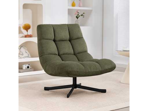 Swivel chair with wide seat, water-repellent chenille look