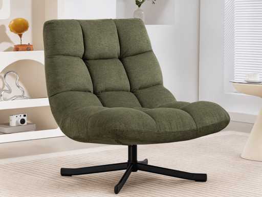 Swivel chair with wide seat, water-repellent chenille look