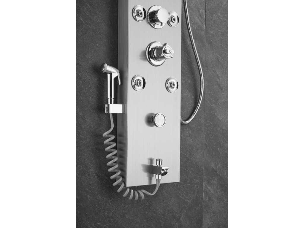 Luxury surface-mounted shower panel brushed stainless steel ...