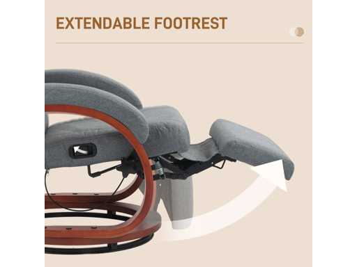 135° Manual Reclining Swivel Chair with Footrest - Grey